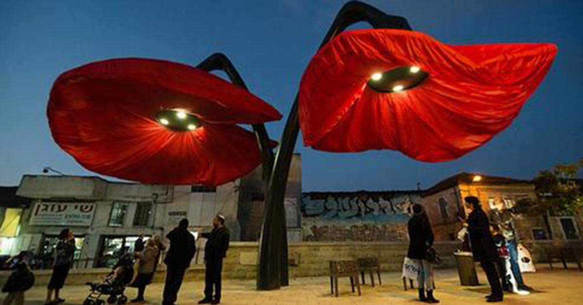 Giant Urban Flowers Bloom When Pedestrians Pass By Under Them