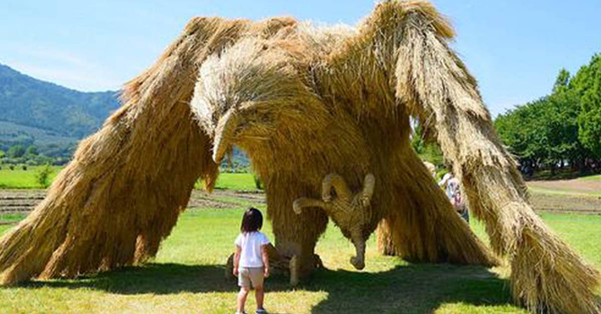 Straw Creatures Populate Farmland in the Annual Art Festival